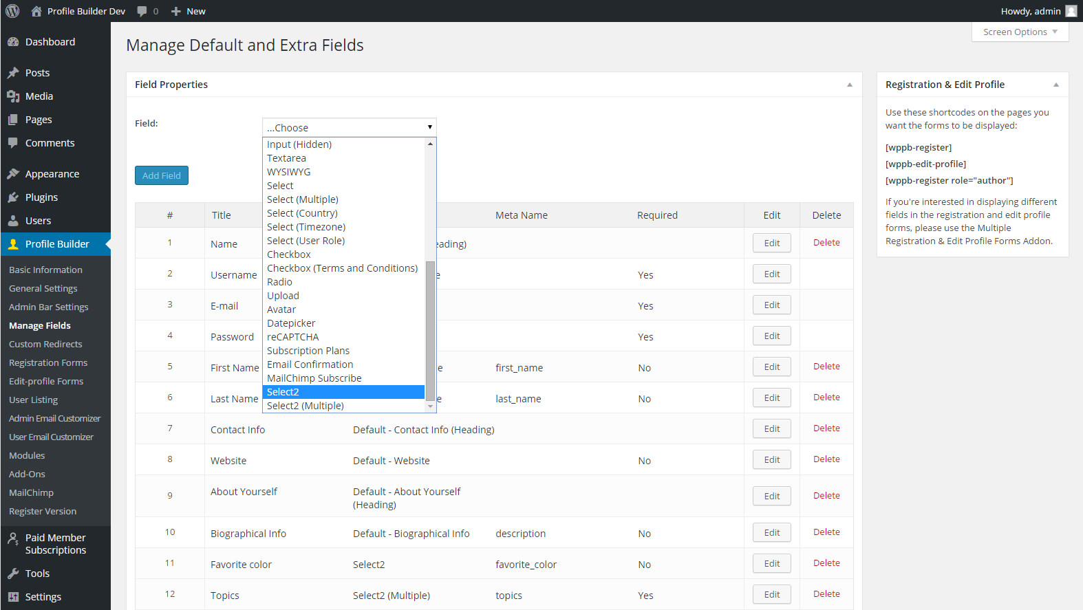 Select2 For Profile Builder Cozmoslabs