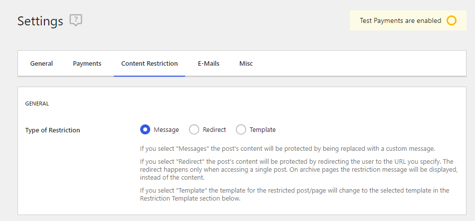 Content Restriction Page