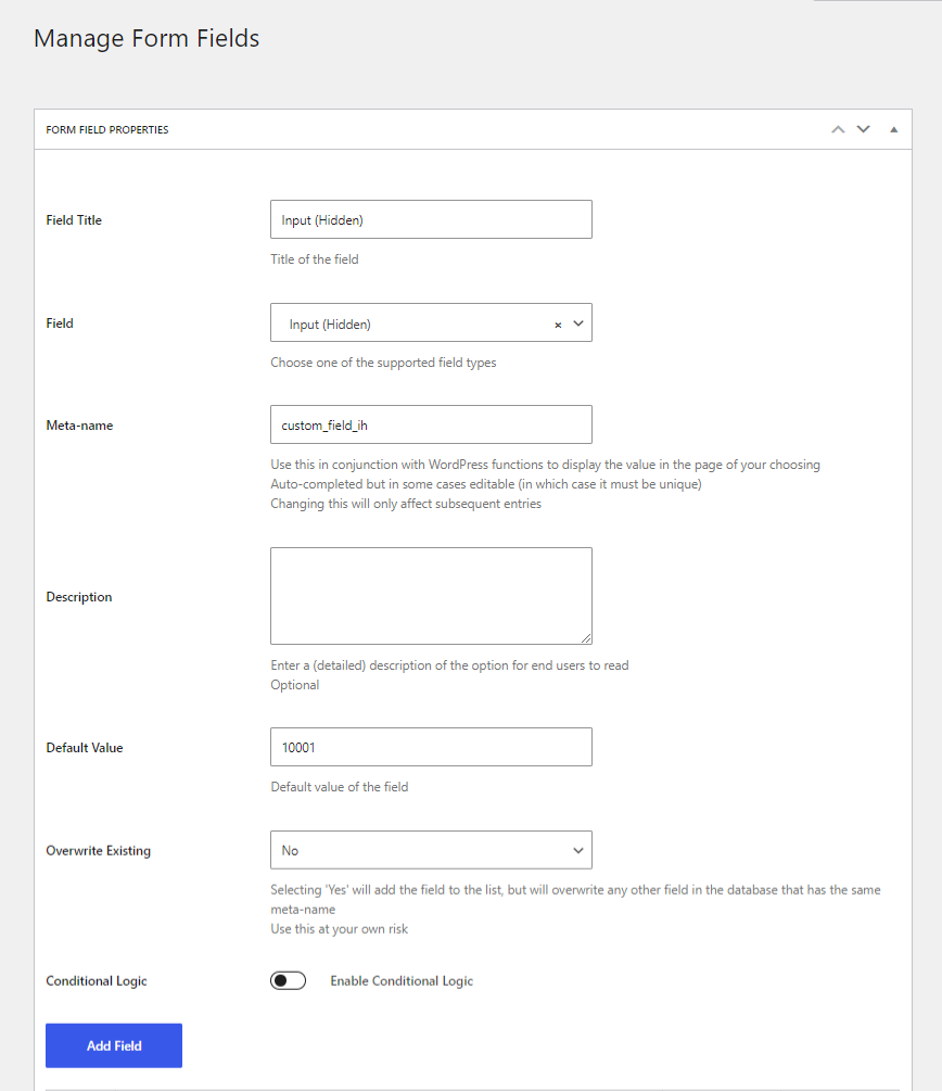 Input (Hidden) Field