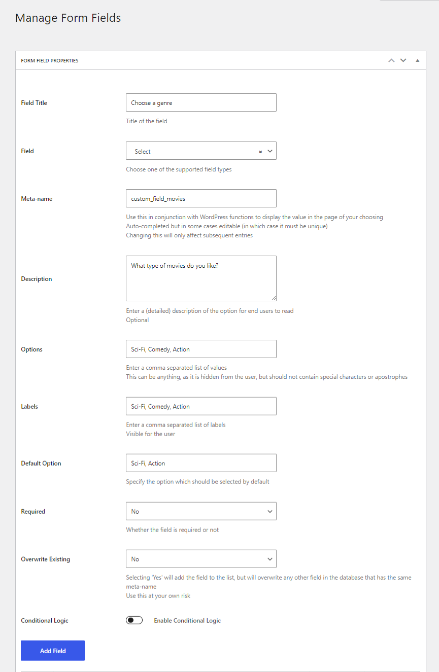 Select (Multiple) Field