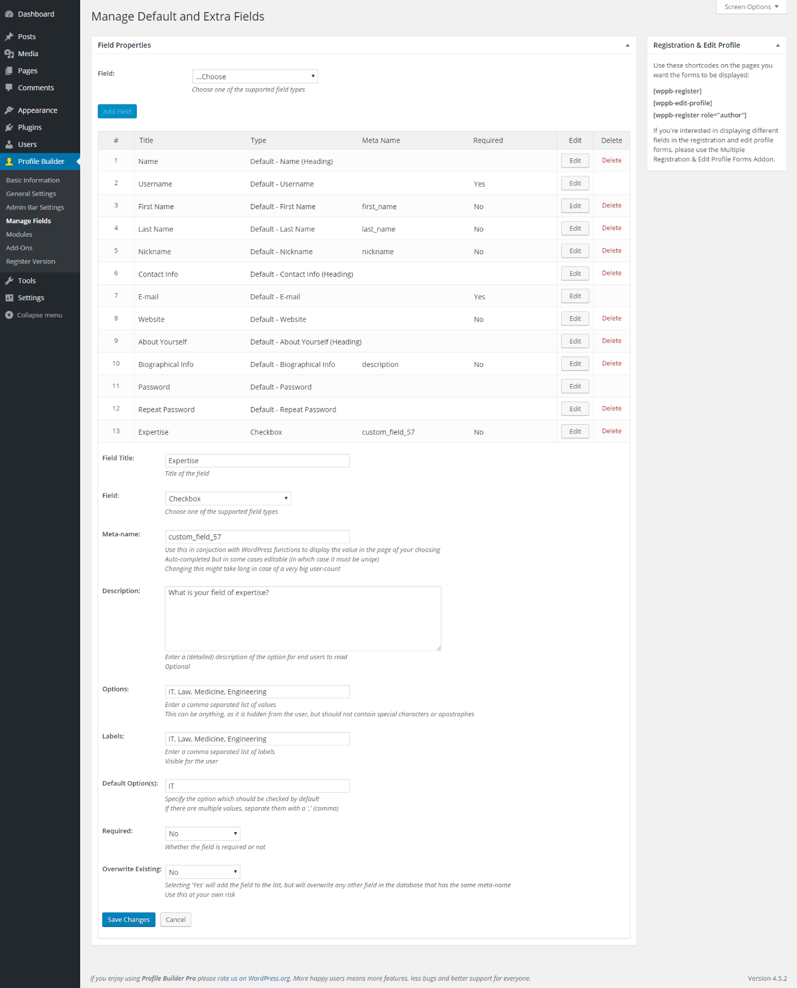 Checkbox Field Checkbox Field