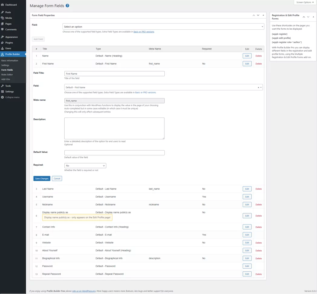 Default - First Name Field