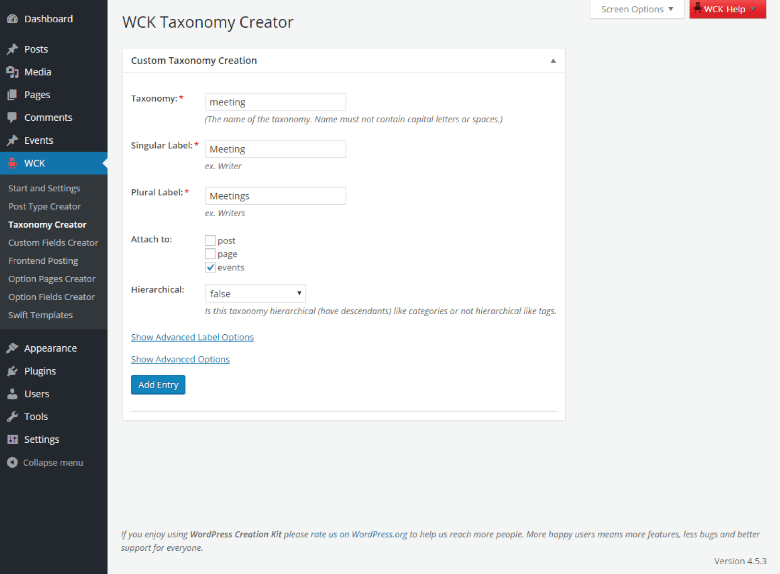 Custom Taxonomy Creator
