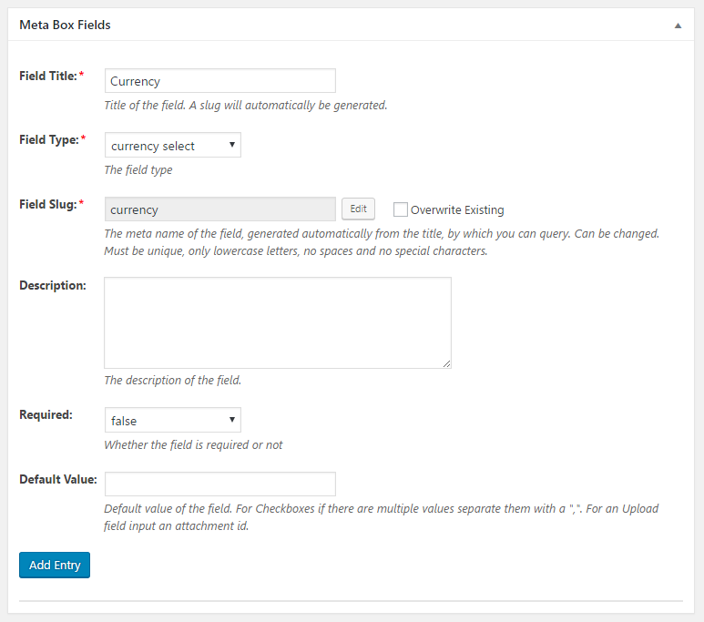 Currency Select Field
