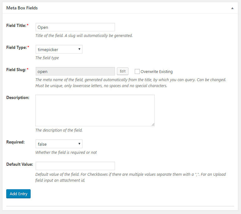 Timepicker Custom Field