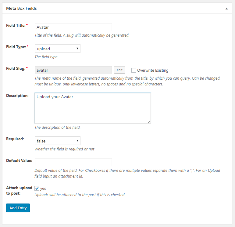 Upload Custom Field