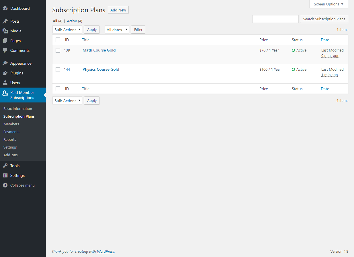 Multiple Subscriptions Per User - Cozmoslabs