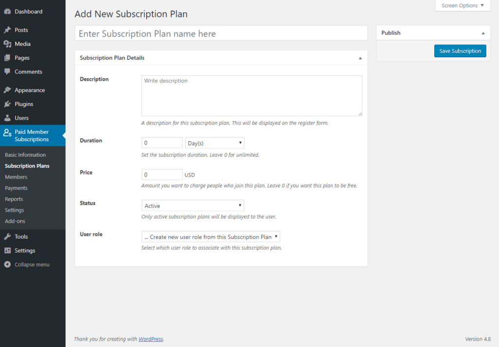 Subscription Plans - Cozmoslabs