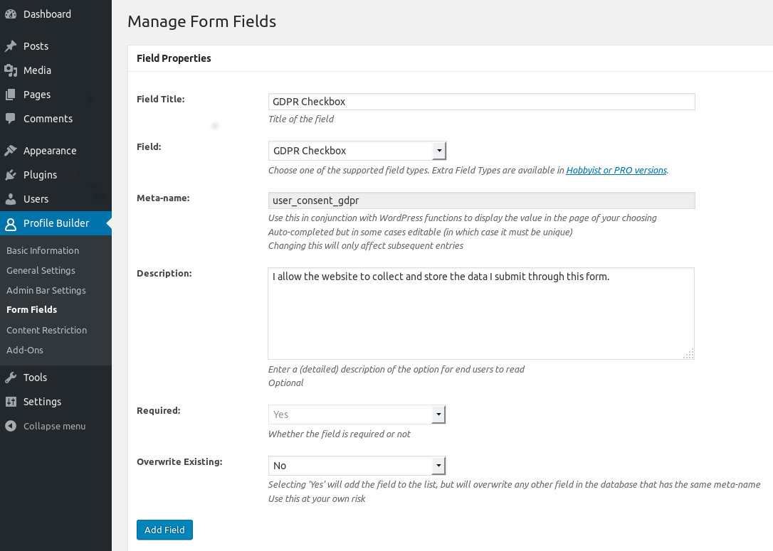 Gdpr Checkbox Field