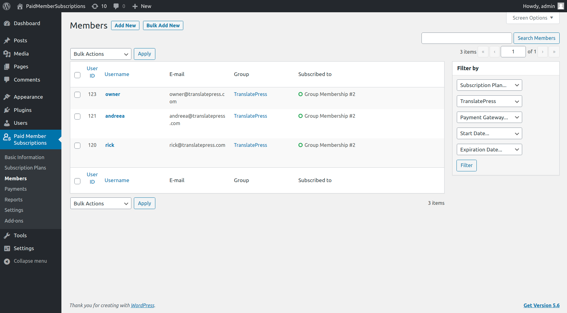 Group Memberships - Cozmoslabs