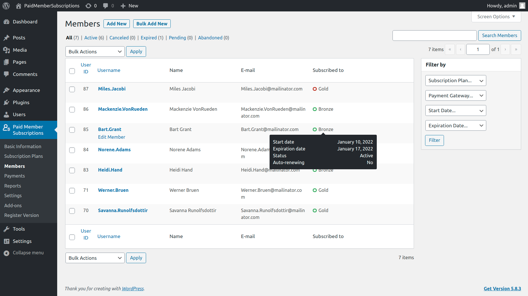 Member Management - Cozmoslabs