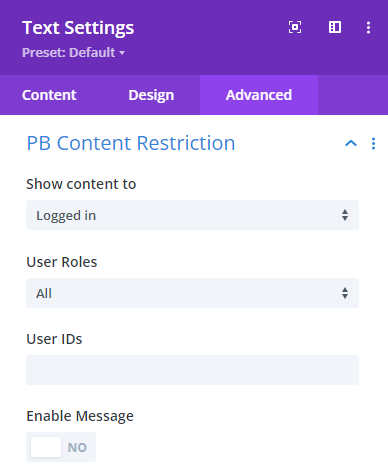 Divi Module Content Restriction